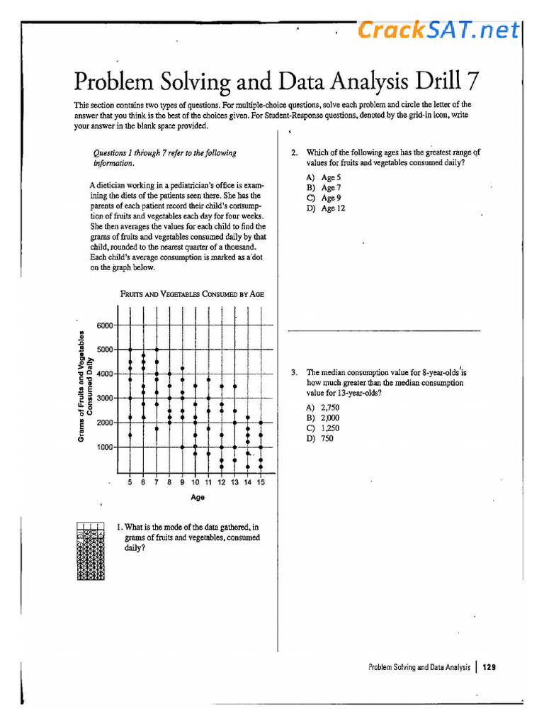 SAT Math Problem Solving and Data Analysis Practice Test 7 | PDF