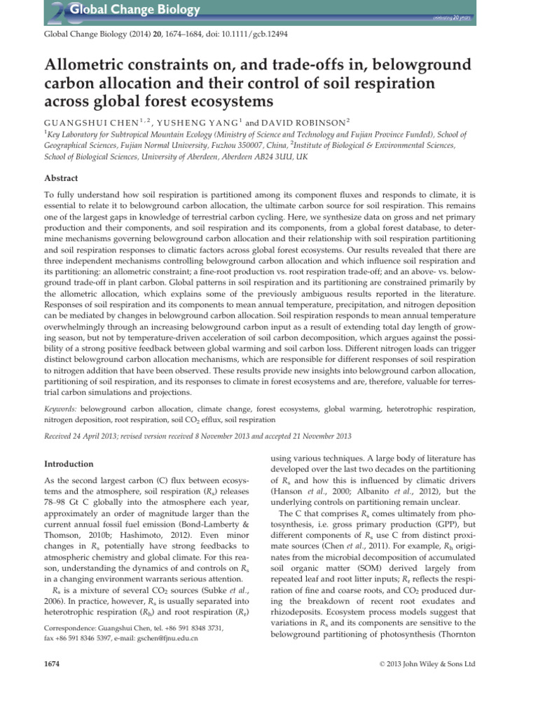 Chen 等 - 2014 - Allometric Constraints on, And Trade-Offs in, Belo ...