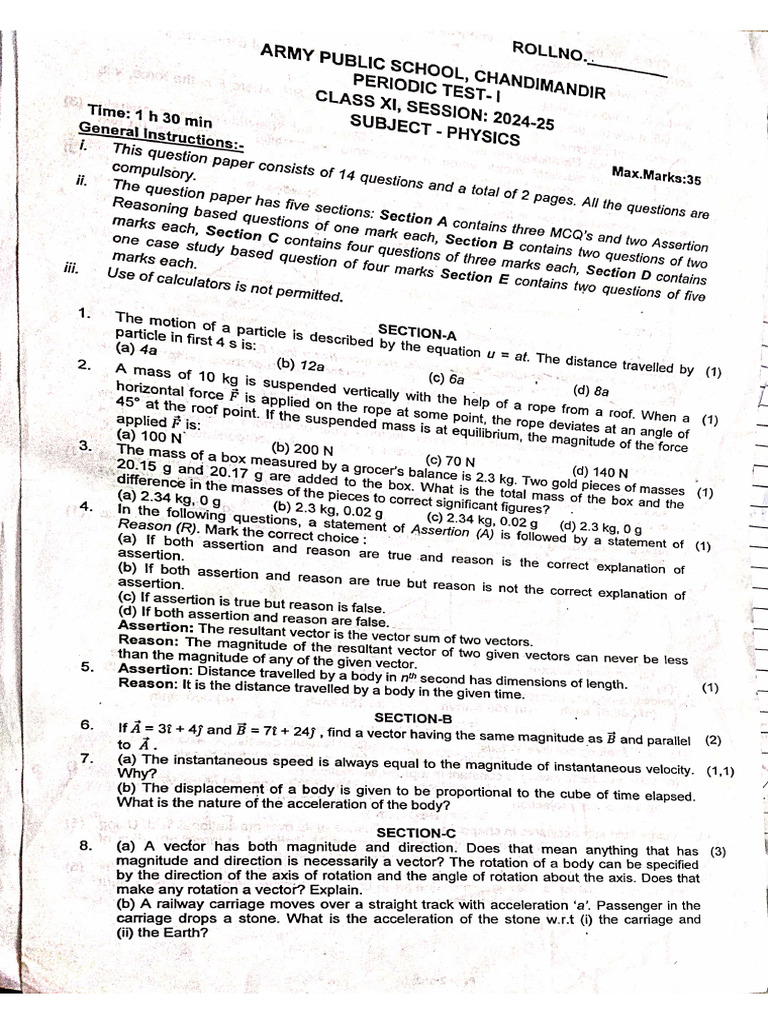 Physics PT1 and Half Yearly Paper | PDF