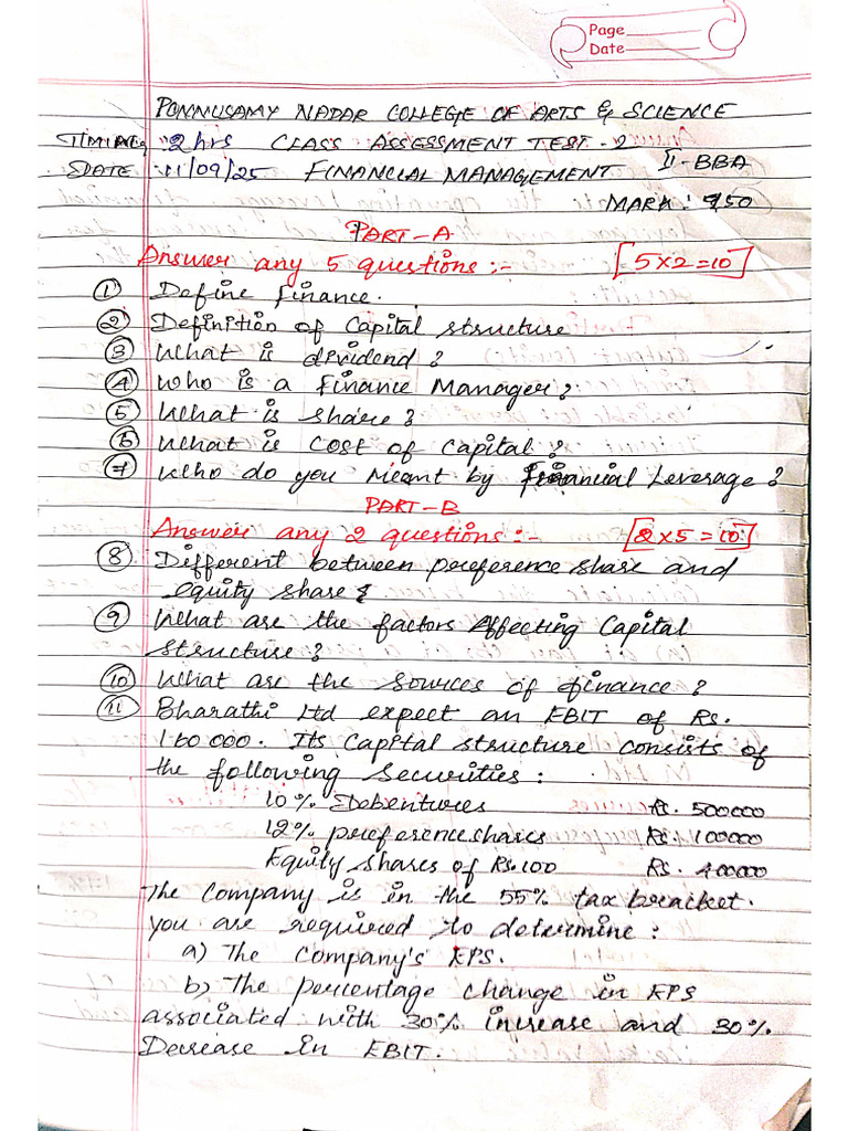 Financial Management Question Paper | PDF
