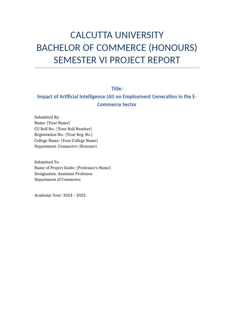 AI Employment E-Commerce CU Project With Charts | PDF
