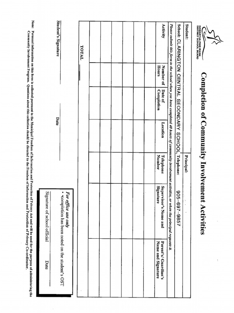 Completion of Community Hours Form | PDF