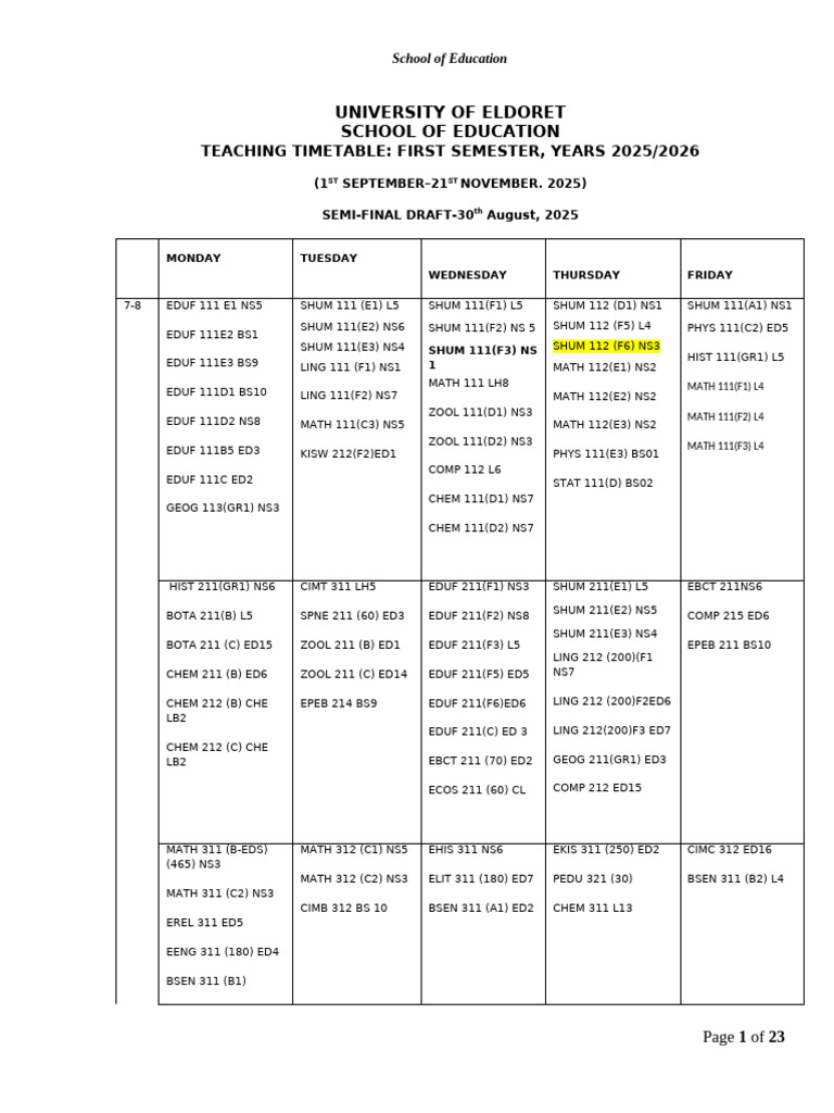 (SEDU) SEM 1 MC TT-2025-2026 SEMI-FINAL DRAFT, 30th Aug | PDF | Chess Theory | Chess
