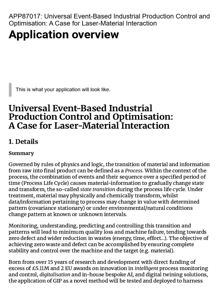 APP87017 Universal Event-Based Industrial Production Control and Optimisation a Case for Laser ...