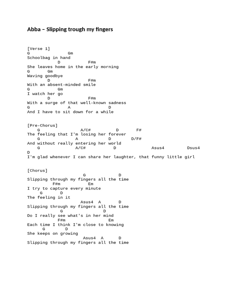 Abba's "Slipping Through My Fingers" Lyrics | PDF | Song Structure