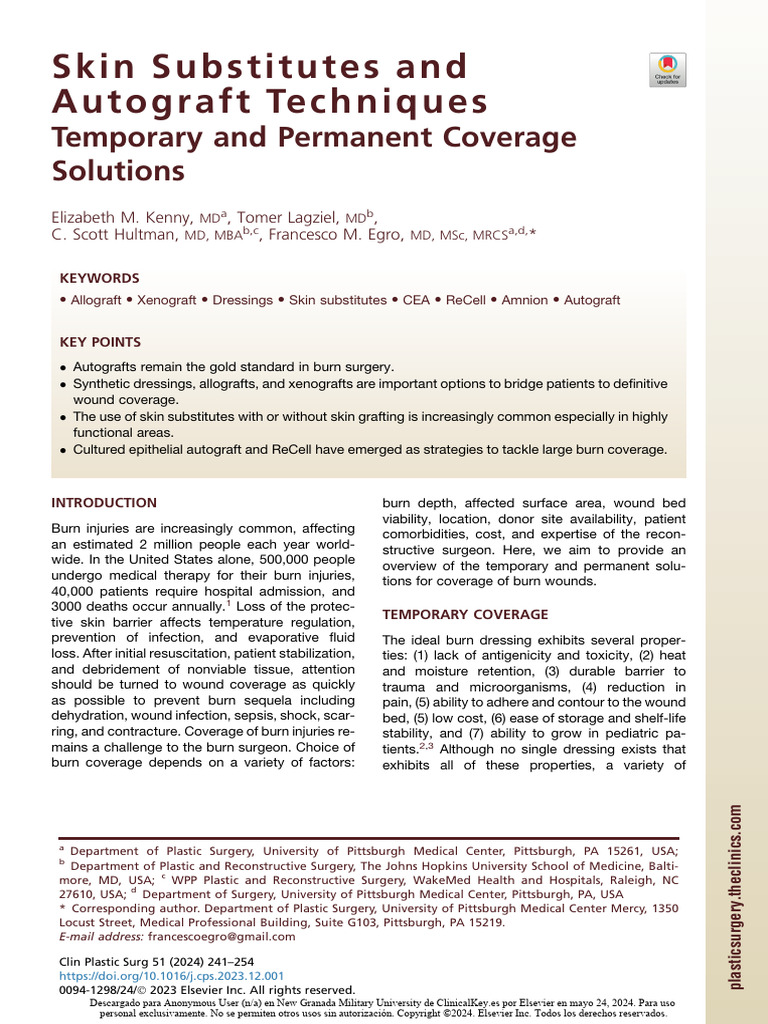 Burn Wound Coverage: Techniques & Solutions | PDF | Wound | Burn