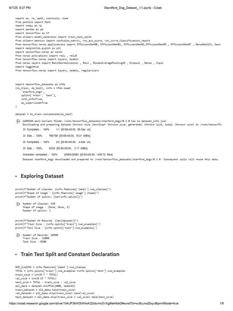 Standford Dog Dataset (1) .Ipynb - Colab | PDF | Machine Learning