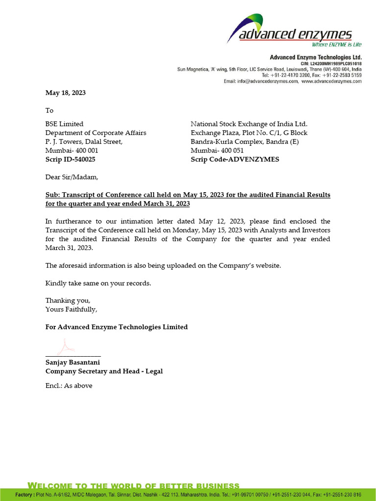 Advanced Enzyme Q4 FY23 Earnings Call Transcript | PDF | Taxes | Profit ...