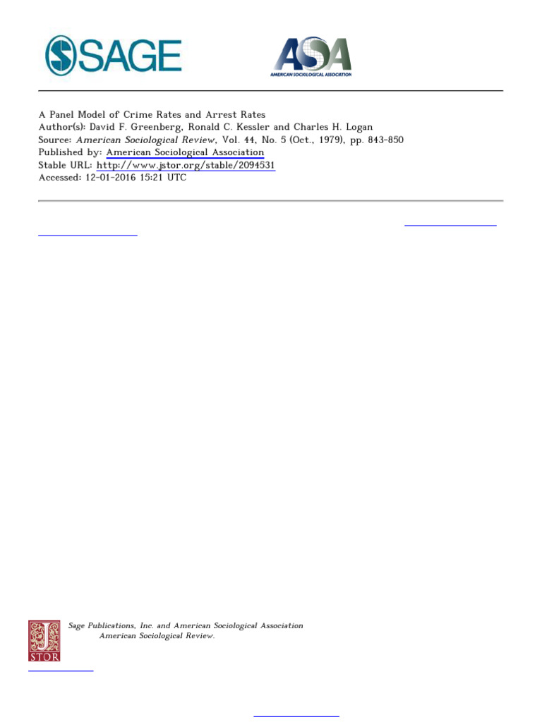 Crime and Arrest Rates Panel Model Analysis | PDF | Crimes | Crime ...