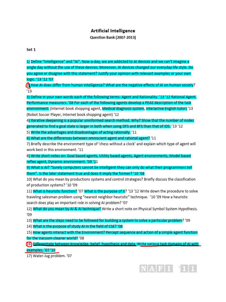 AI Question | PDF | Artificial Intelligence | Intelligence (AI) & Semantics