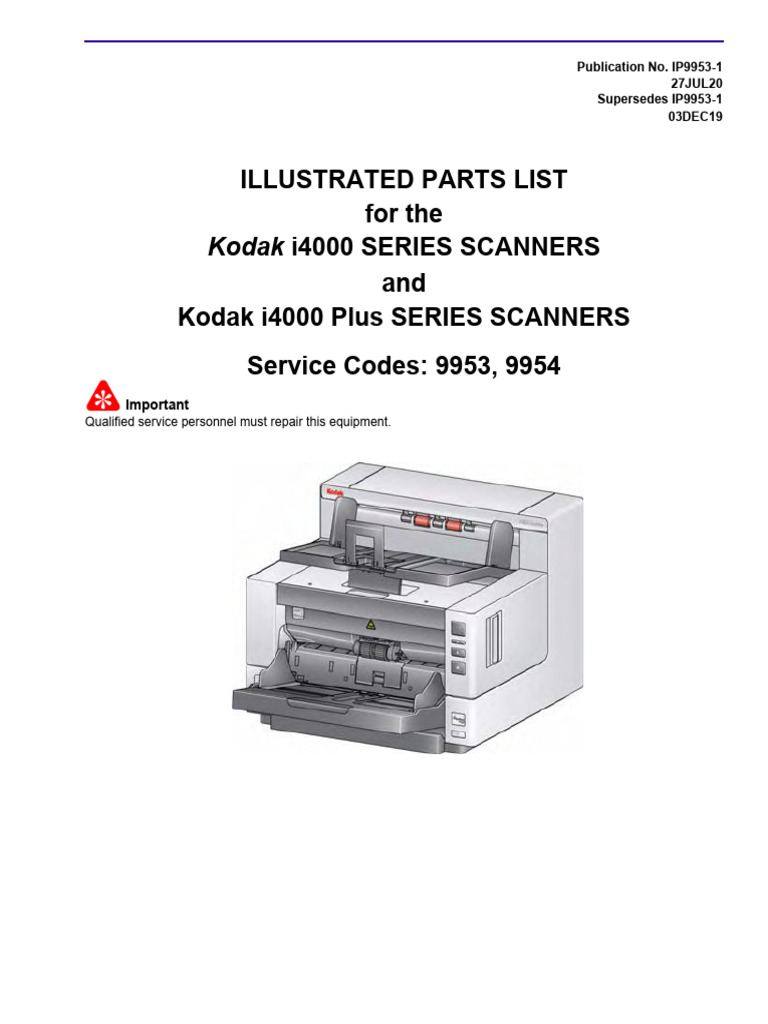 Kodak i4000 Series Parts List Guide | PDF | Image Scanner ...