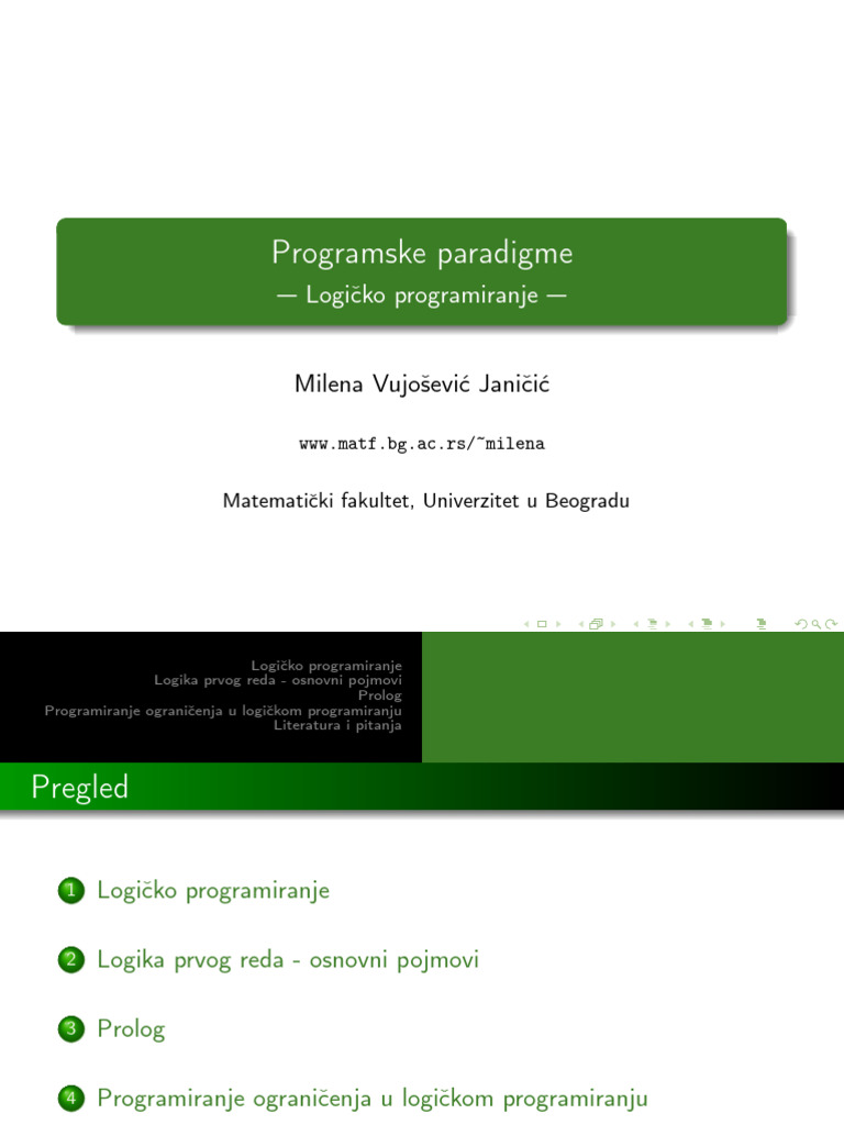Logicko Programiranje Slajdovi | PDF