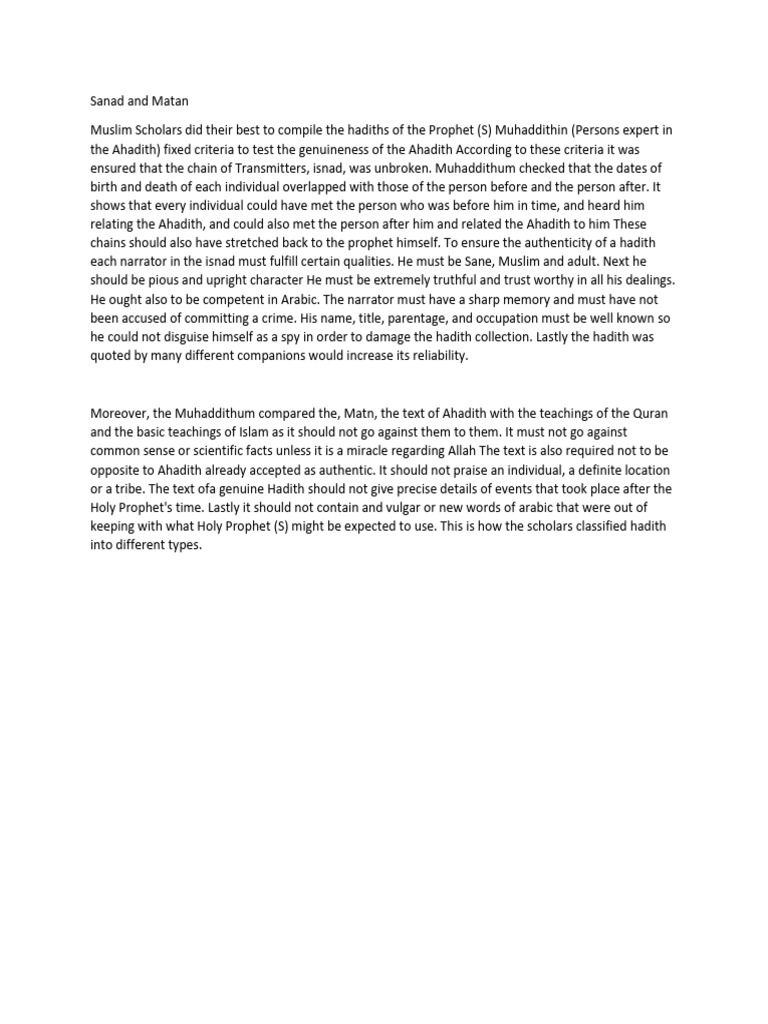 Sanad and Matan | PDF