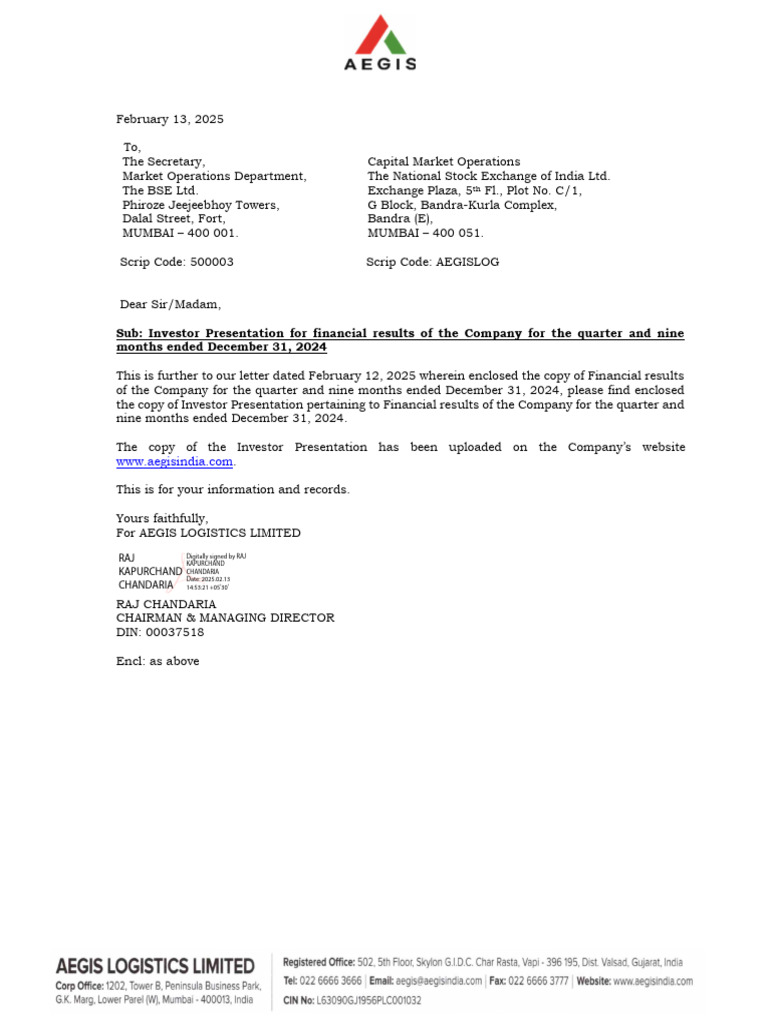 Aegis Presentation Q3FY25 | PDF | Equity (Finance) | Balance Sheet