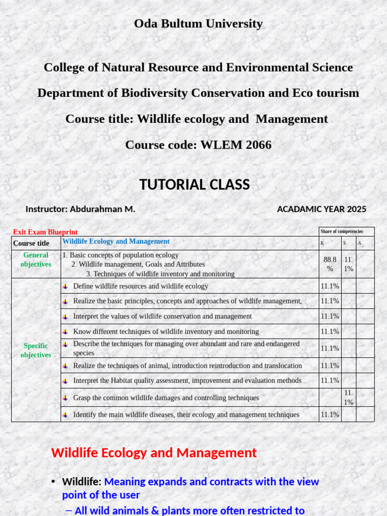 Wildlife Ecology & MNGT Lecture | PDF | Predation | Biodiversity