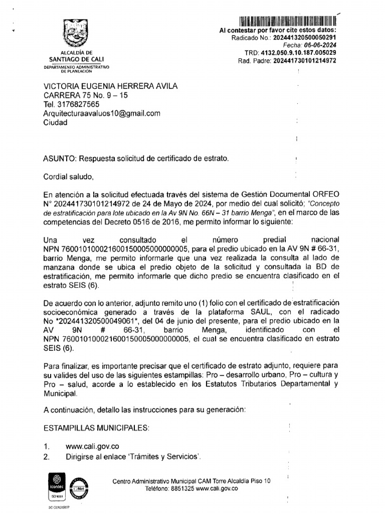 Certificado de Estrato | PDF