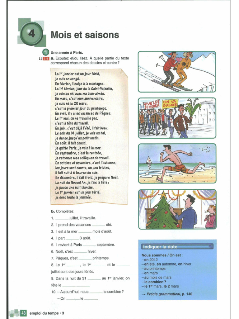 Les Mois Et Saisons - Leçon | PDF