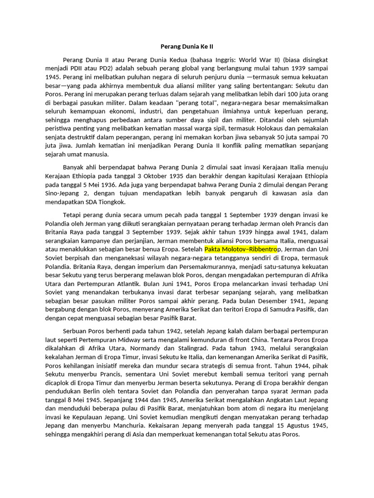 Perang Dunia Ke II | PDF