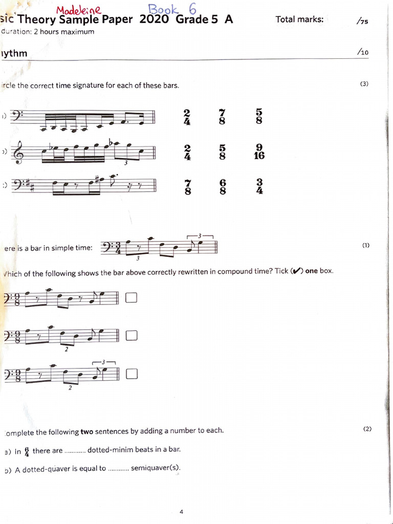 Music Theory Practice Paper 2020 Grade 5 | PDF