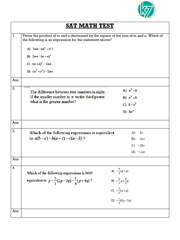 Test - Linear Eque & Graphs | PDF