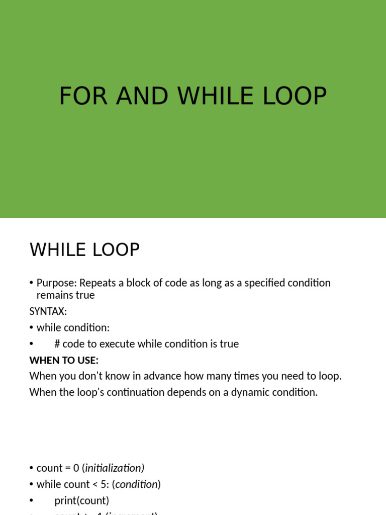 For and While Loop | PDF