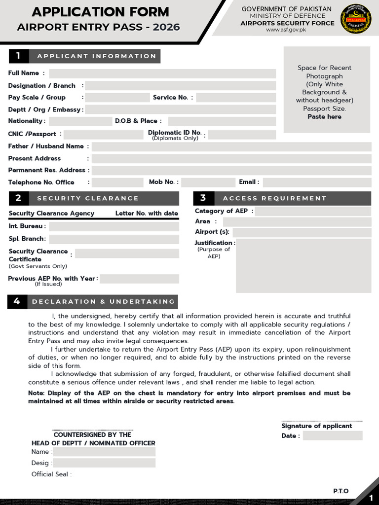 AEP Form 2026 Final | PDF | Airport Security | Government