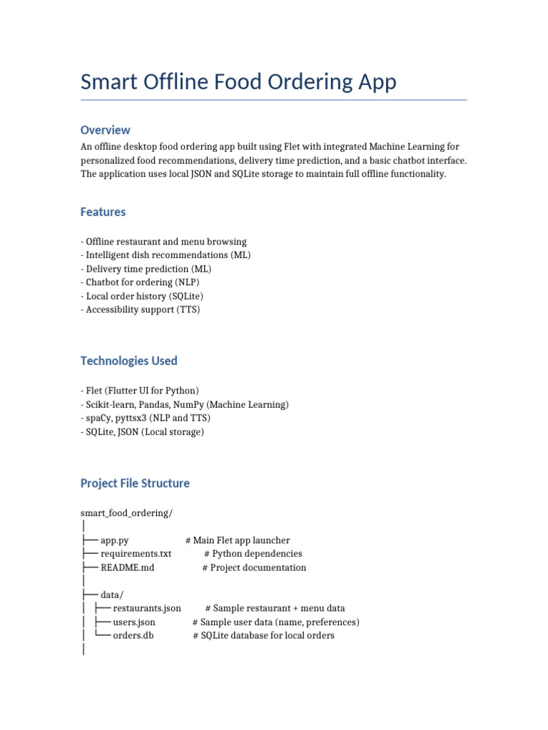 Smart Food Ordering App Documentation | PDF | Mobile App | Computing