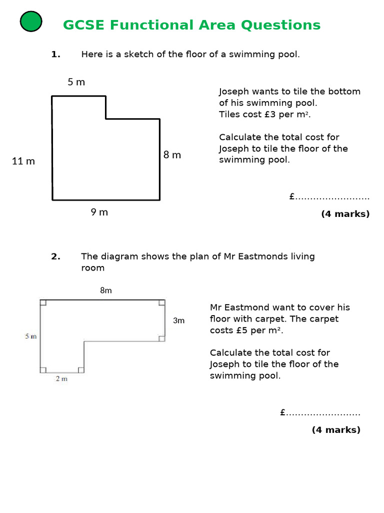 GCSE Functional Area Cost Calculations | PDF | Geometry
