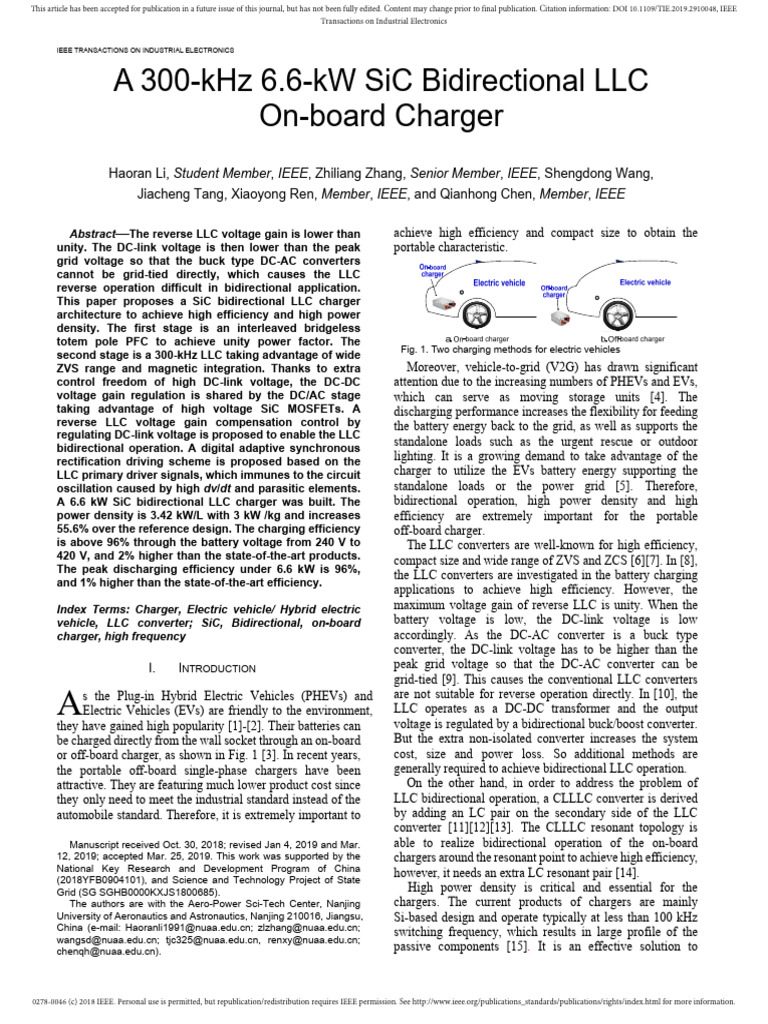 300-kHz SiC Bidirectional LLC Charger | PDF | Battery Charger | Power ...