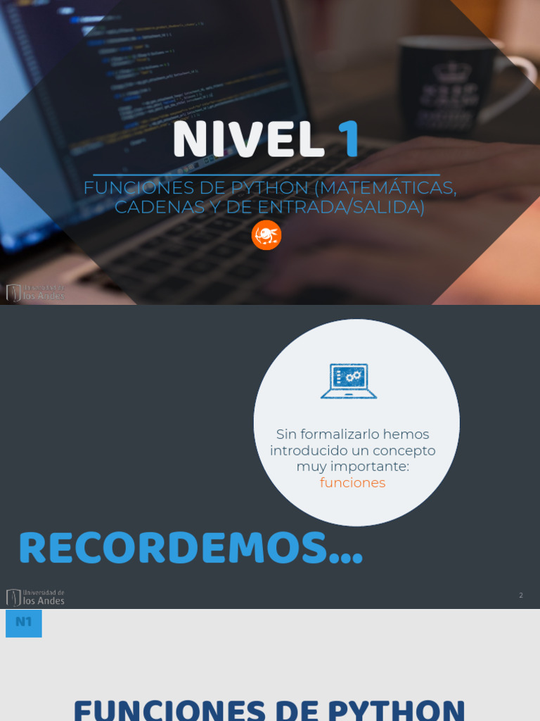 N1 - 6 - Funciones de Python (Matemáticas y de Entrada-Salida) | PDF | Python (lenguaje de ...