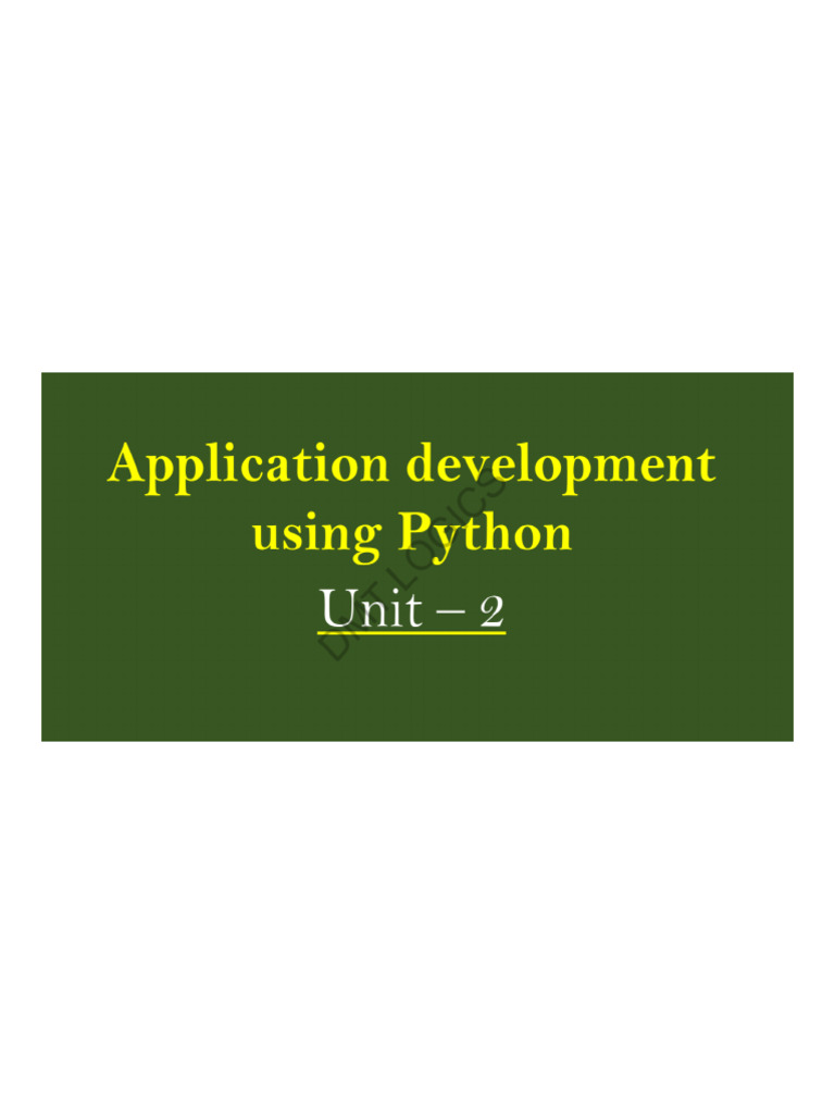 Application Devt Using Python (Unit-2) | PDF