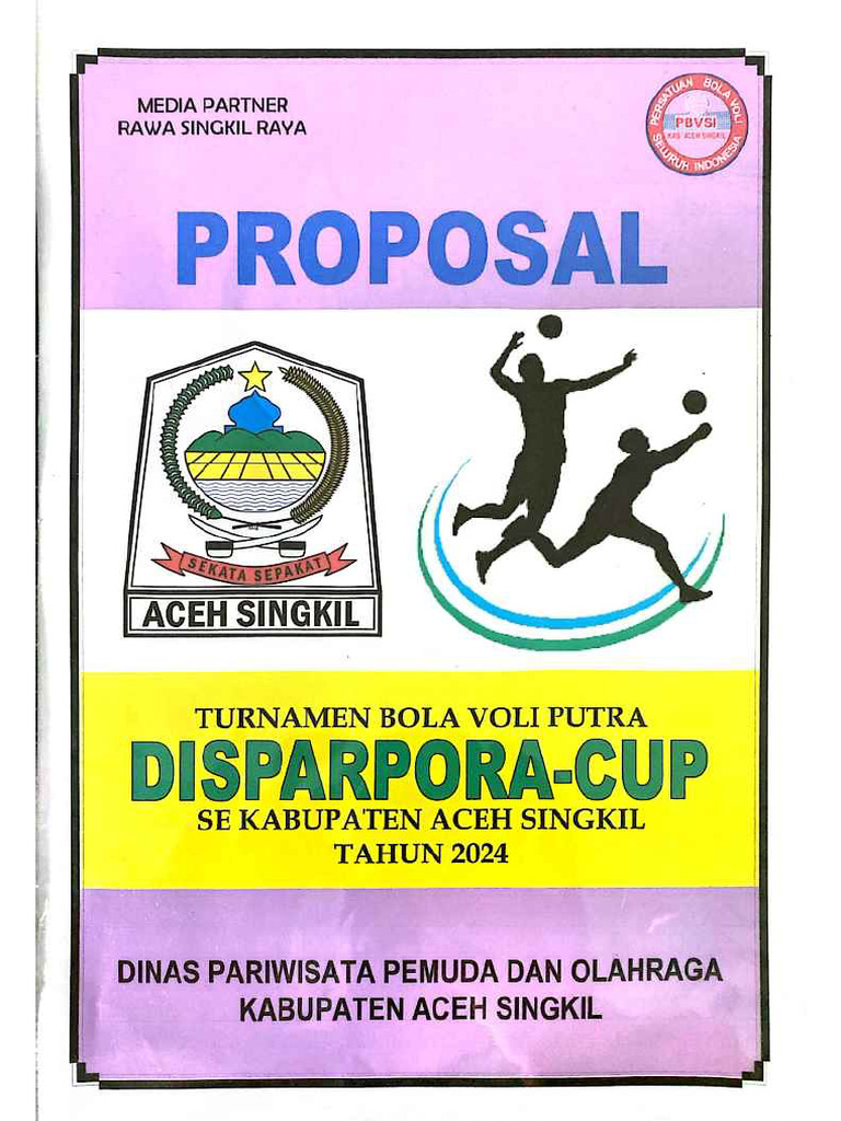 Proposal Turnamen Bola Volly Disparpora Cup | PDF