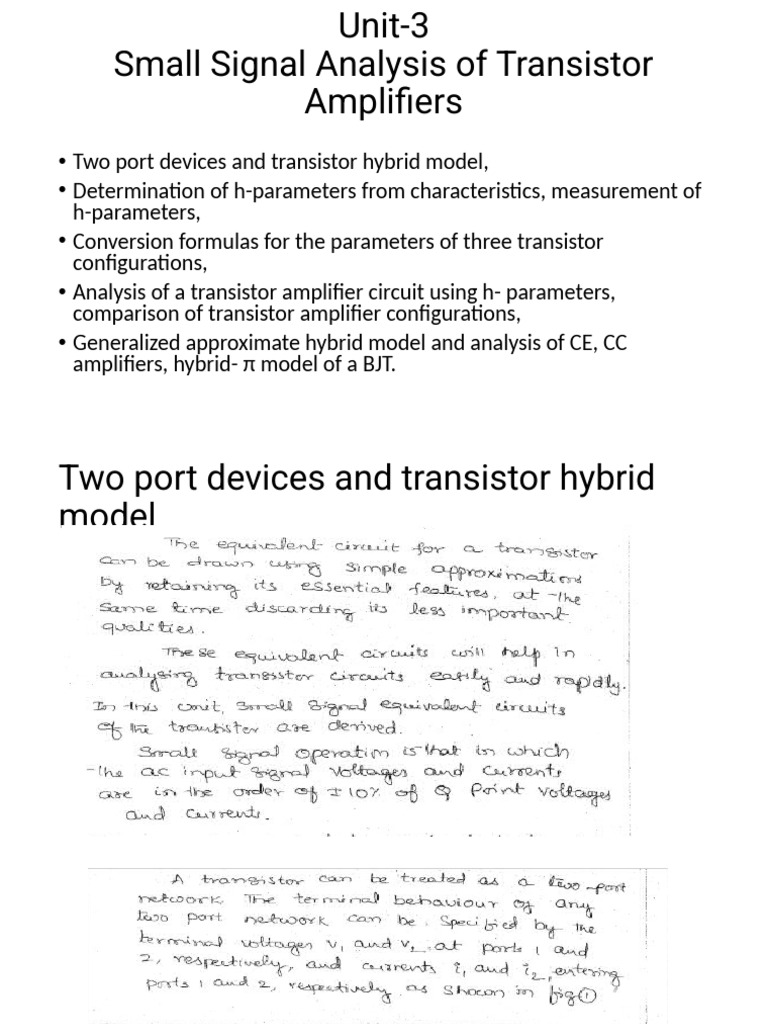 Small Signal Analysis of Transistor Amplifiers | PDF
