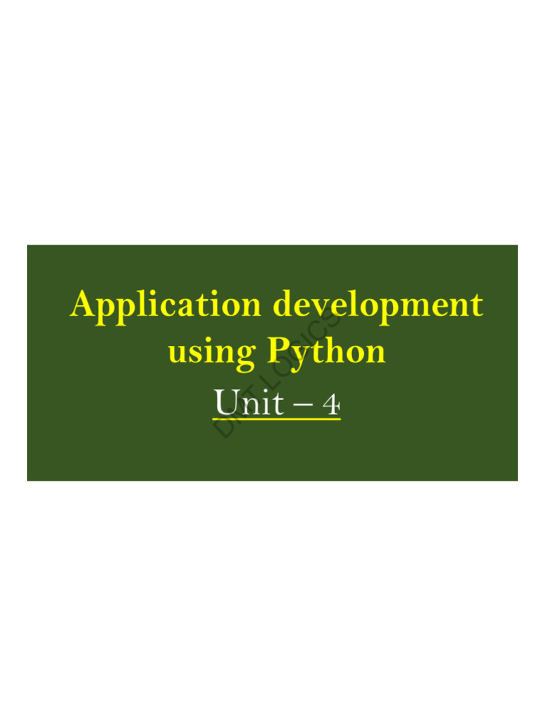 Application Devt Using Python (Unit-4) | PDF