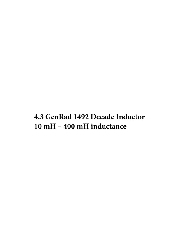 4.3 GenRad 1492 Decade Inductor | PDF | Inductor | Inductance
