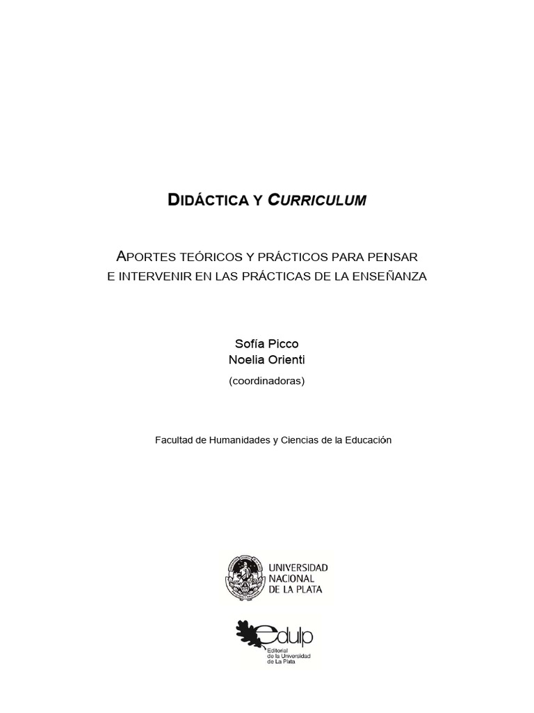 Picco y Orienti. 2017. Didáctica y Curriculum. Cap 1 y 2 | PDF | Plan ...