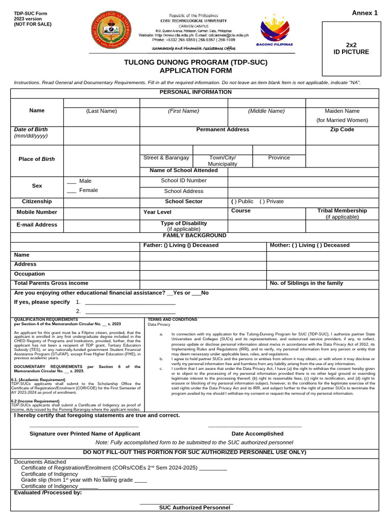 TDP-SUC Annex 1 Loren Legarda Application Form | PDF | Justice | Crime ...