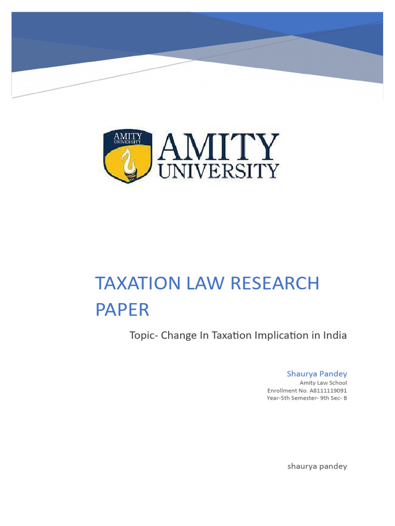 Taxation Law Research Paper - Shaurya Pandey | PDF | Taxes | Capital ...