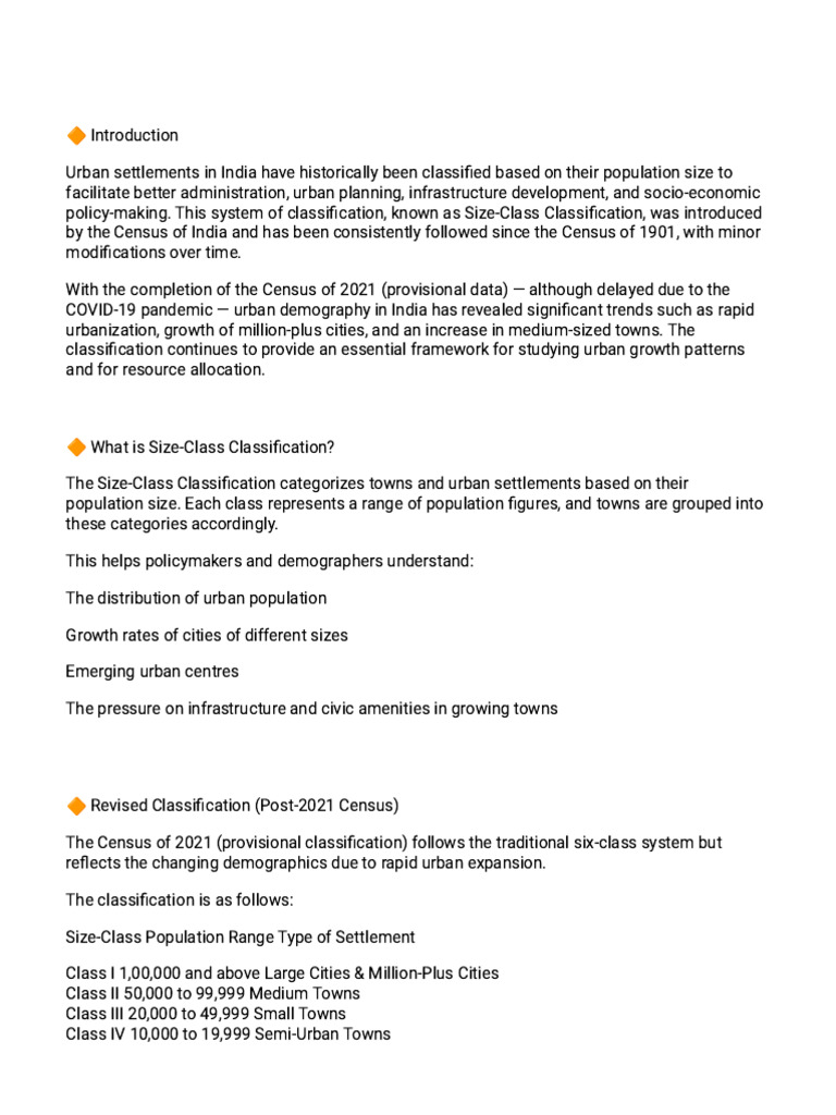 Urban Settlement Size Classification 2021 | PDF | City | Urban Sprawl