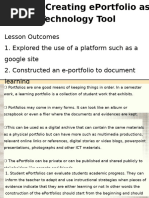 Instructions For Creating Your EPortfolio Using Google Sites | PDF