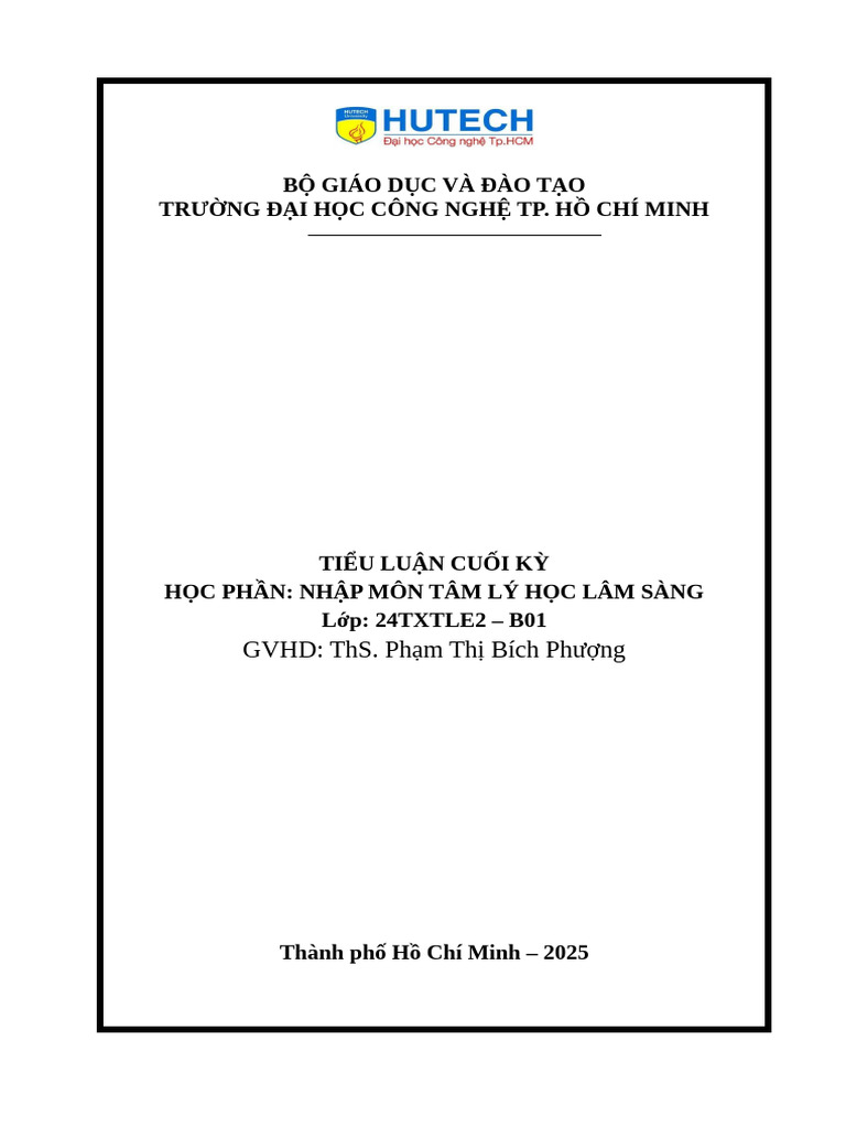 Lop b01-Nguyen Thi Sen -Tieu Luan Tlh Lâm Sàng | PDF