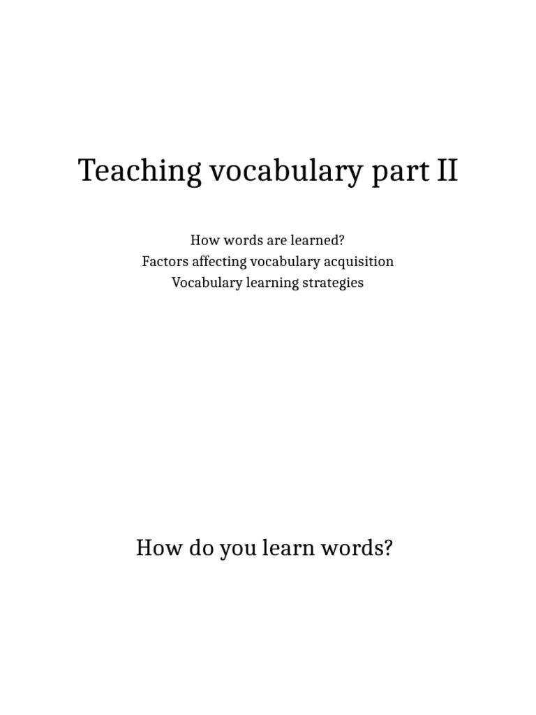 Vocabulary Learning Strategies Explained | PDF | Vocabulary | Learning