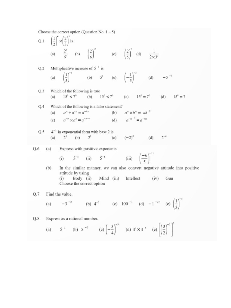 Grade 8 Exponents Ws | PDF