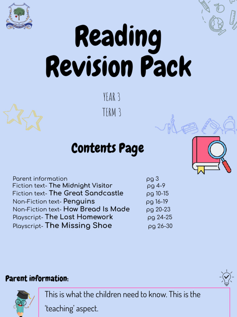 Year 3 Reading Revision Pack Term 3 | PDF | Penguin | Breads