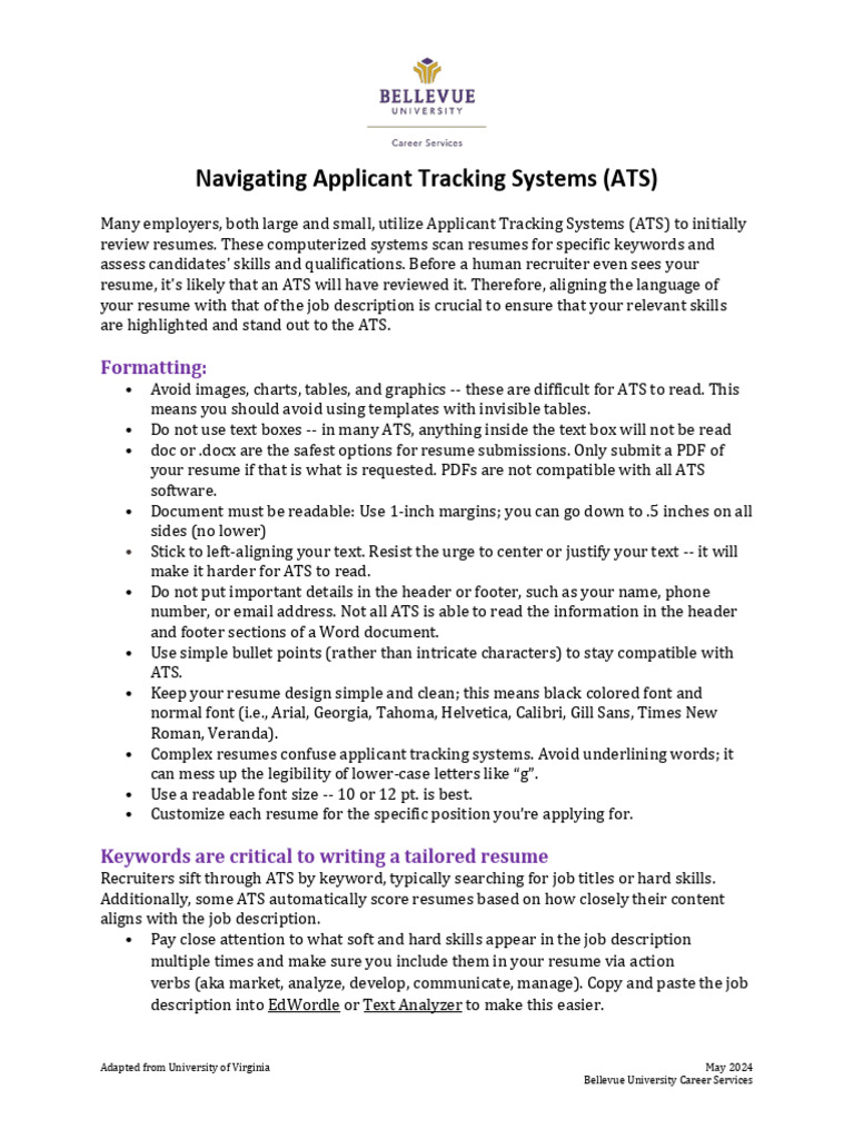 Navigating Applicant Tracking Systems (ATS) : Formatting | PDF | Résumé ...