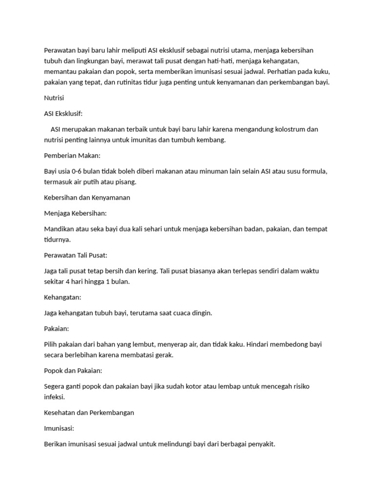 Perawatan Bayi Baru Lahir | PDF