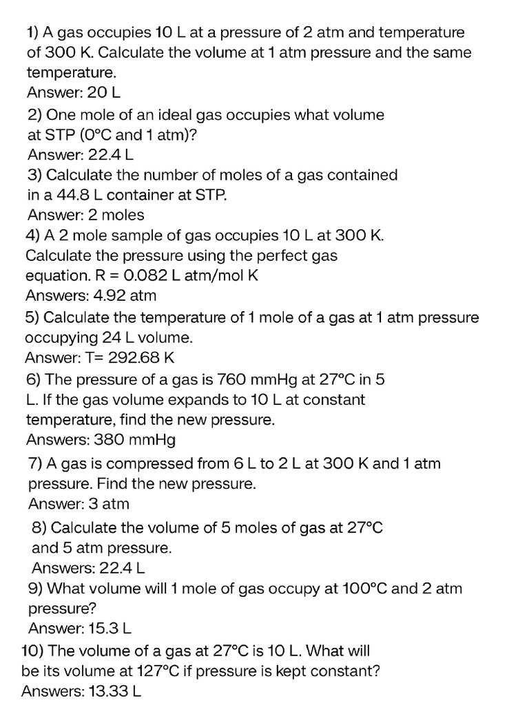 Perfect Gas Formula | PDF