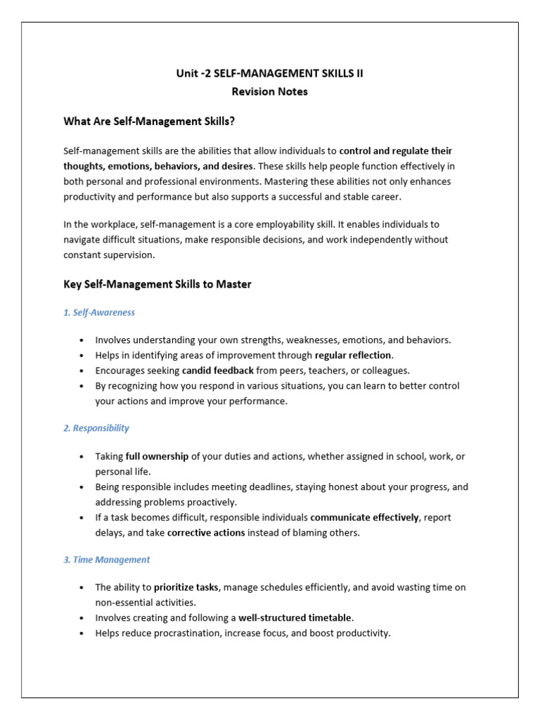 CH 2 Self-Management Skills II | PDF | Stress Management | Stress (Biology)
