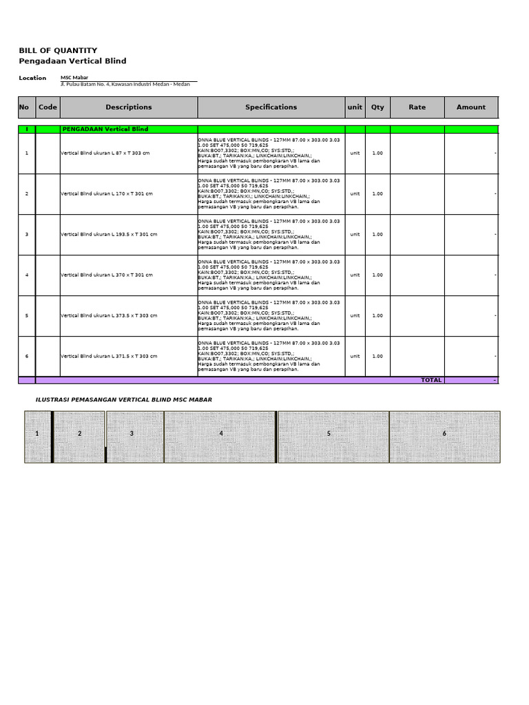 BoQ Vertical Blind MSC Mabar | PDF | Microphone | Sound