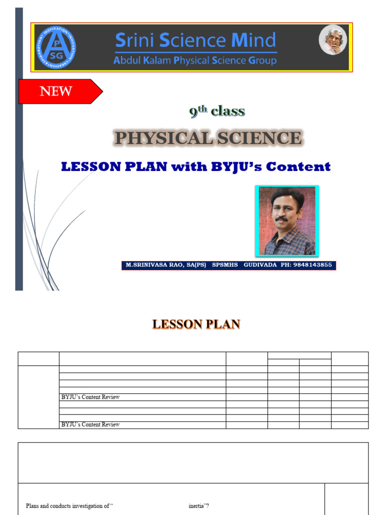 9th Grade Physics Lesson Plan: Laws of Motion | PDF | Force | Newton's ...